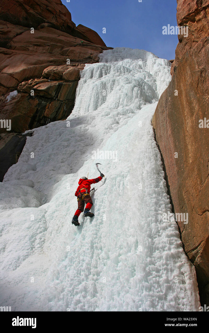 Outdoor ice climbing Stock Photo - Alamy
