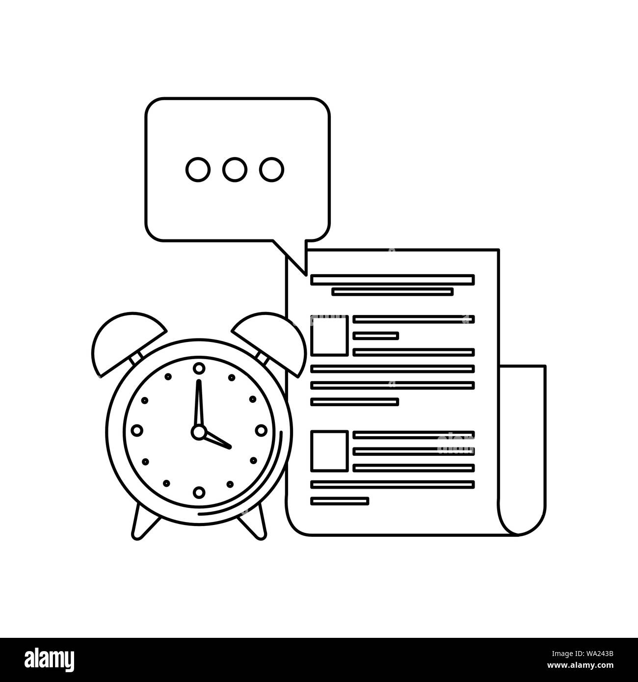 alarm clock with document file Stock Vector Image & Art - Alamy