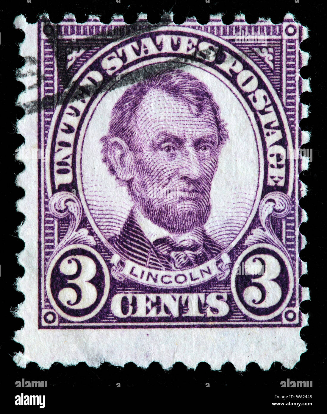 Abraham Lincoln (1809-1865), President of USA, postage stamp, USA, 1923 ...