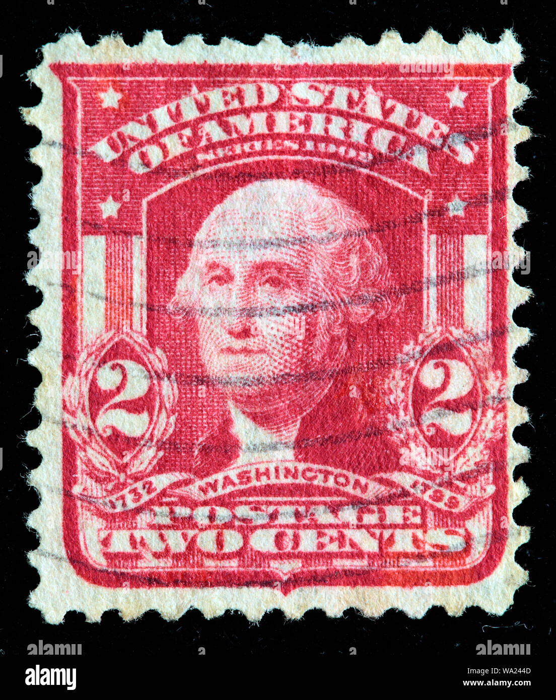 George Washington (1732-1799), first President of USA, postage stamp ...