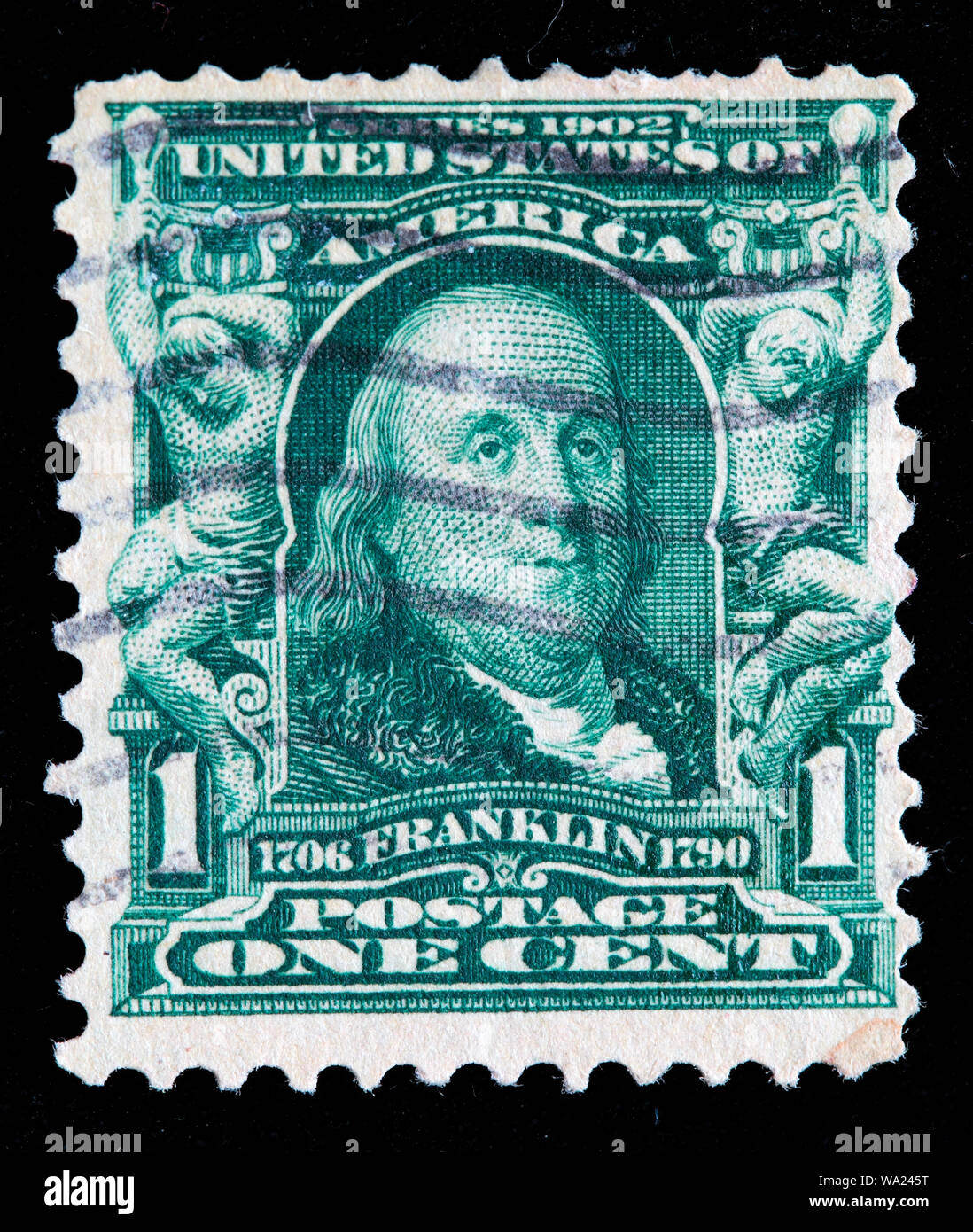 Benjamin Franklin (1706-1790), postage stamp, USA, 1906 Stock Photo - Alamy