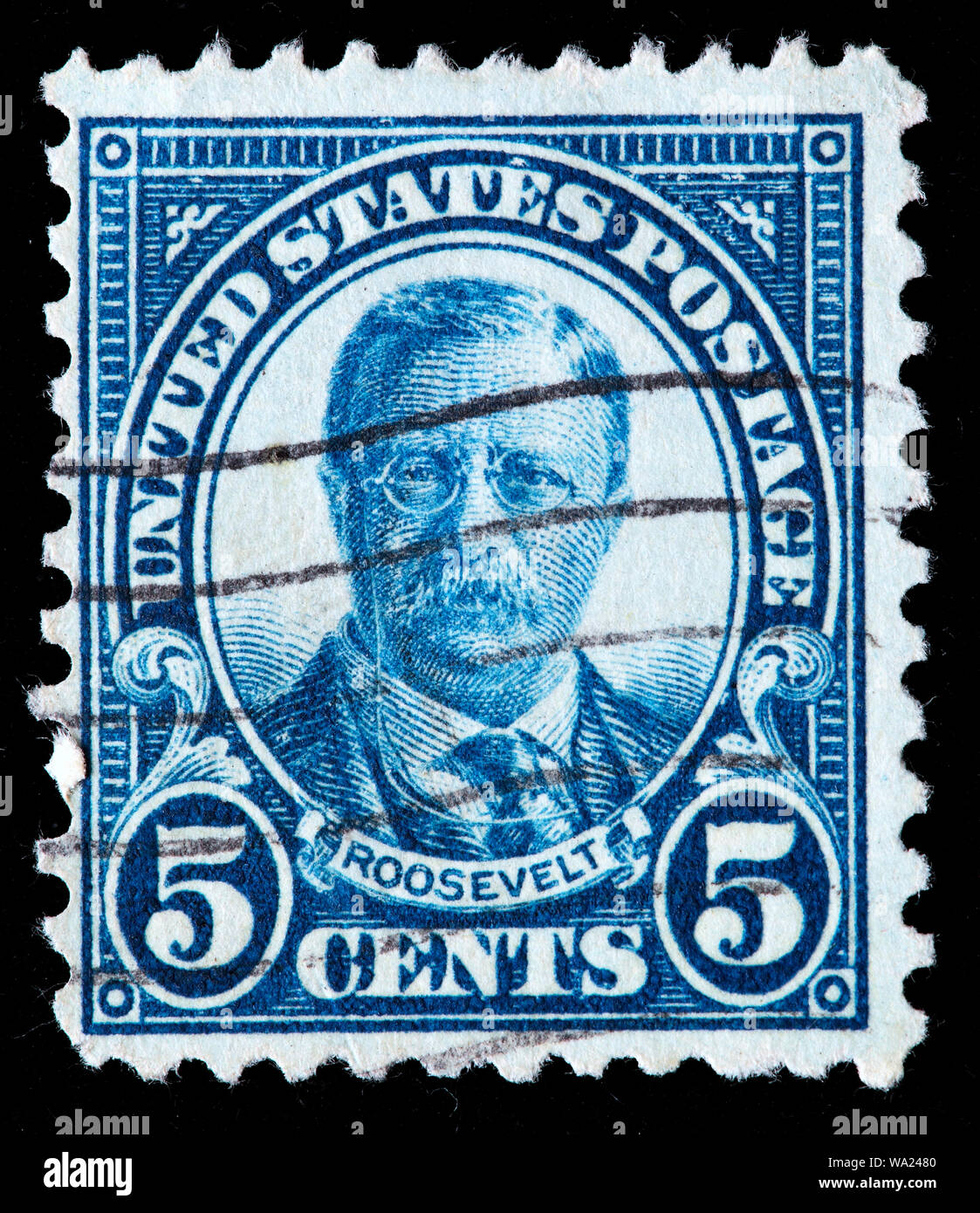 Theodore Roosevelt (1858-1919), President of USA, postage stamp, USA ...