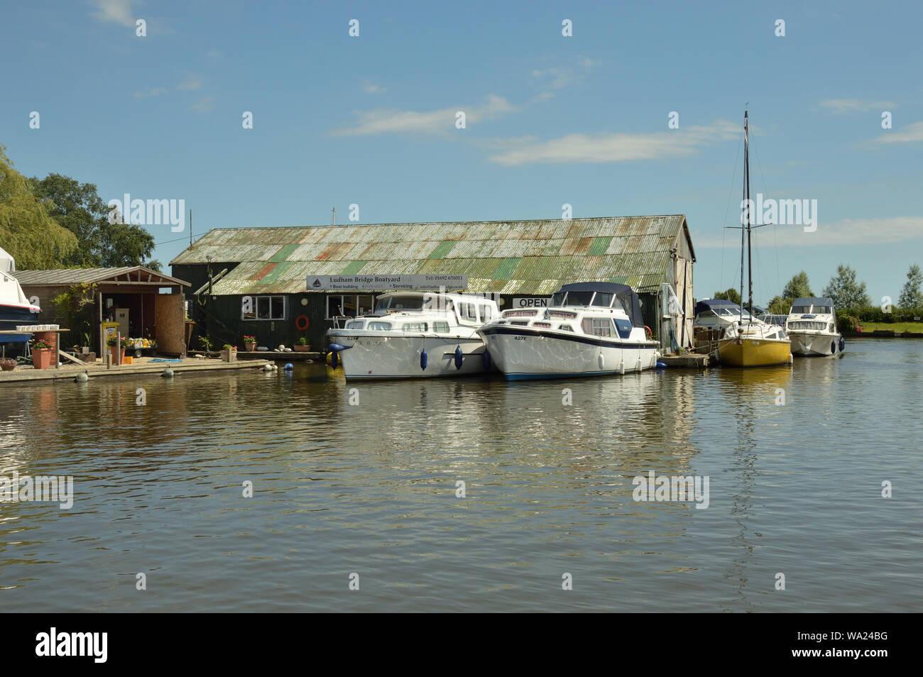 Ludham Bridge Boatyard, River Ant, Norfolk, England, UK Stock Photo - Alamy