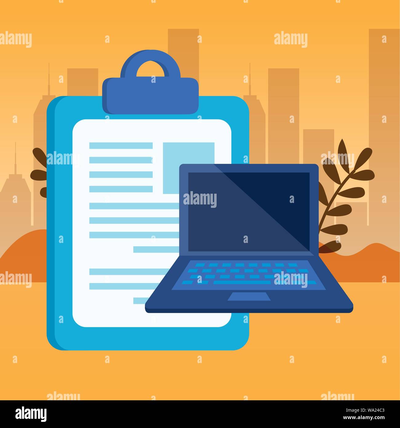 checklist clipboard with laptop computer Stock Vector Image & Art - Alamy