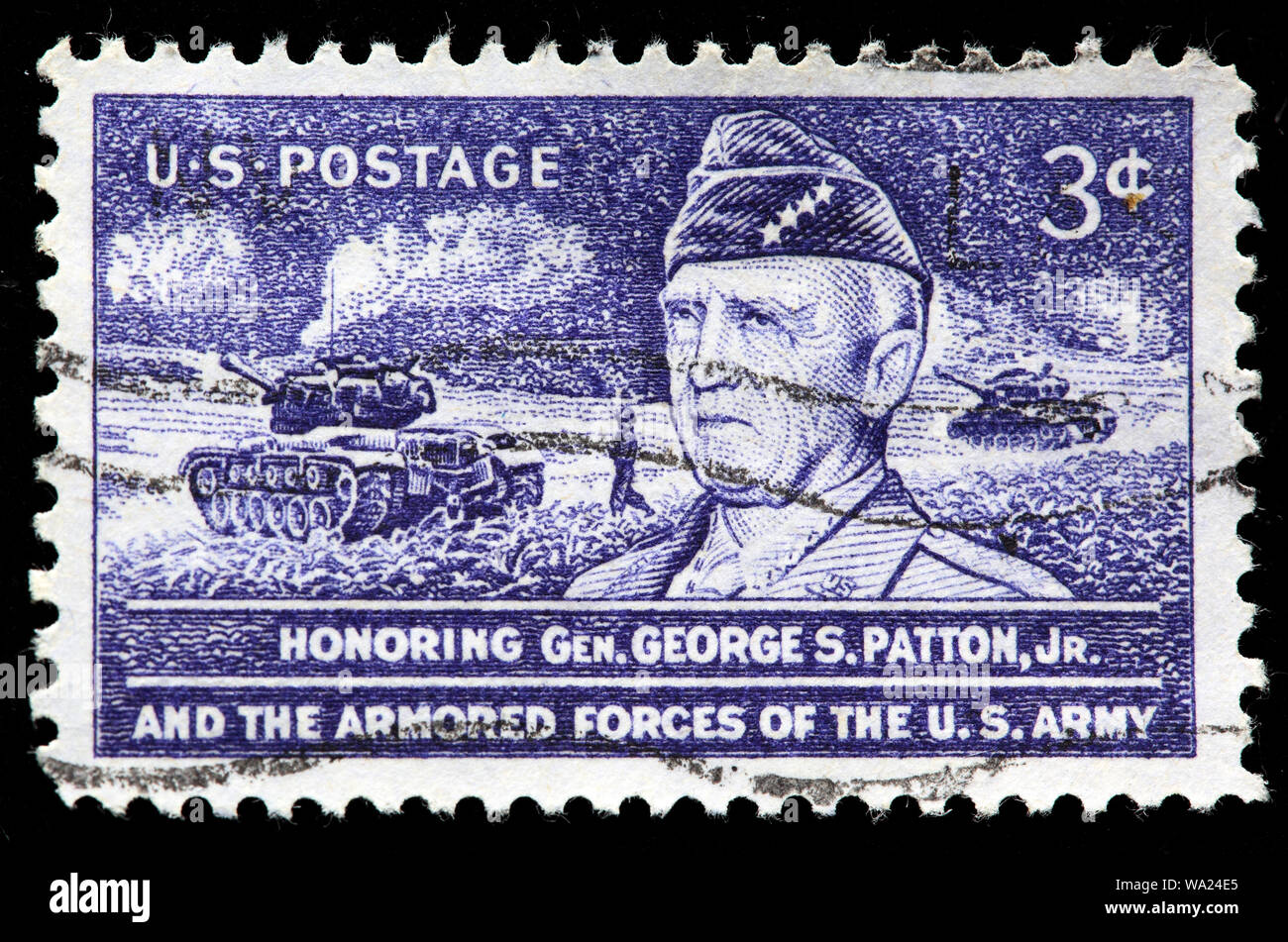 George S. Patton Jr. (1885-1945), General, tanks in action, postage ...