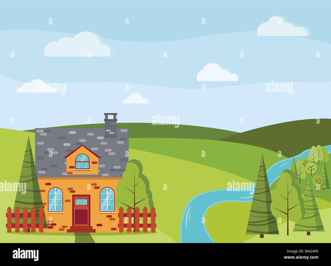 Paysage house Stock Vector Images - Alamy