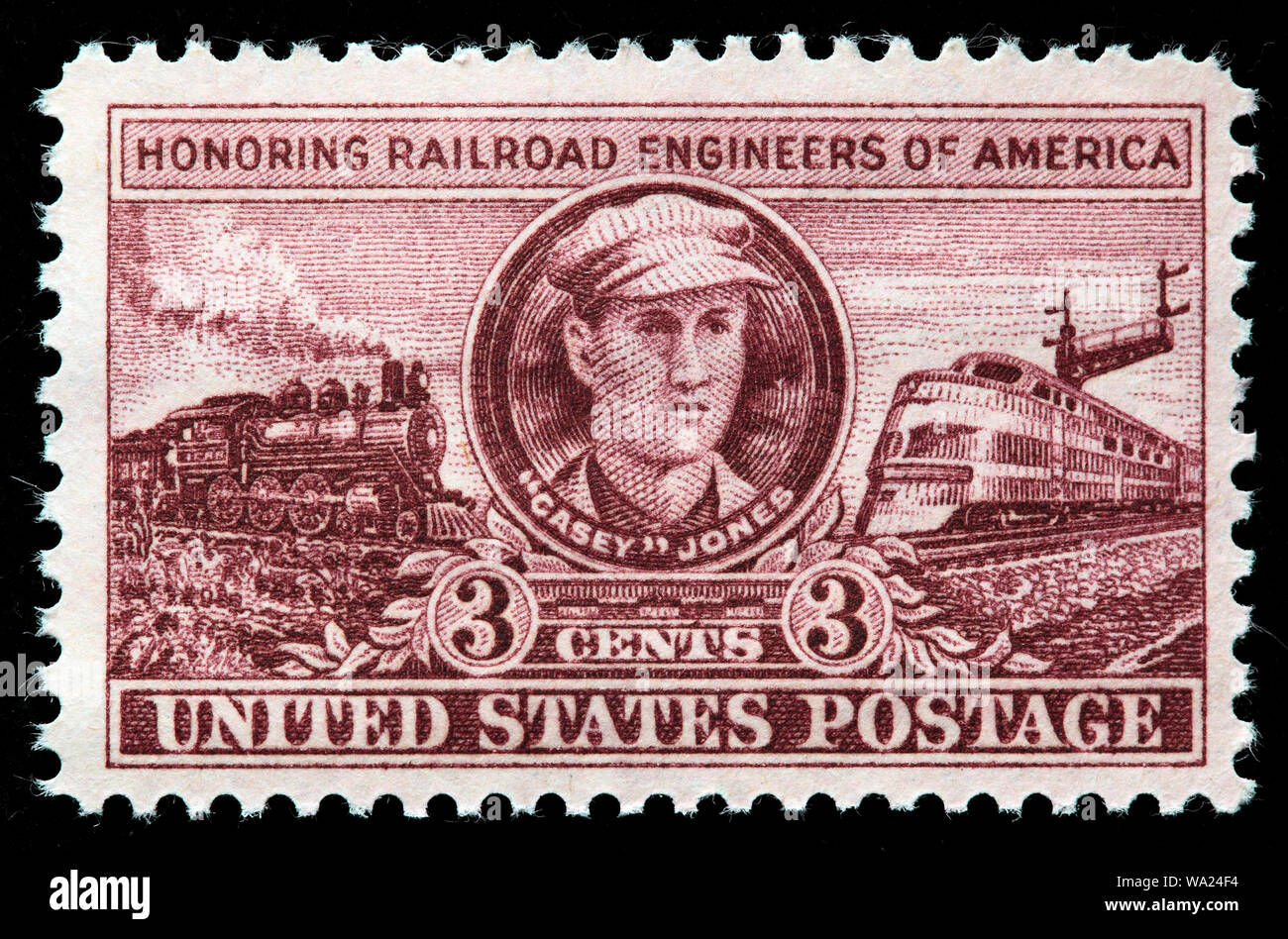 Casey Jones (1863-1900), American railroader, postage stamp, USA, 1950 ...