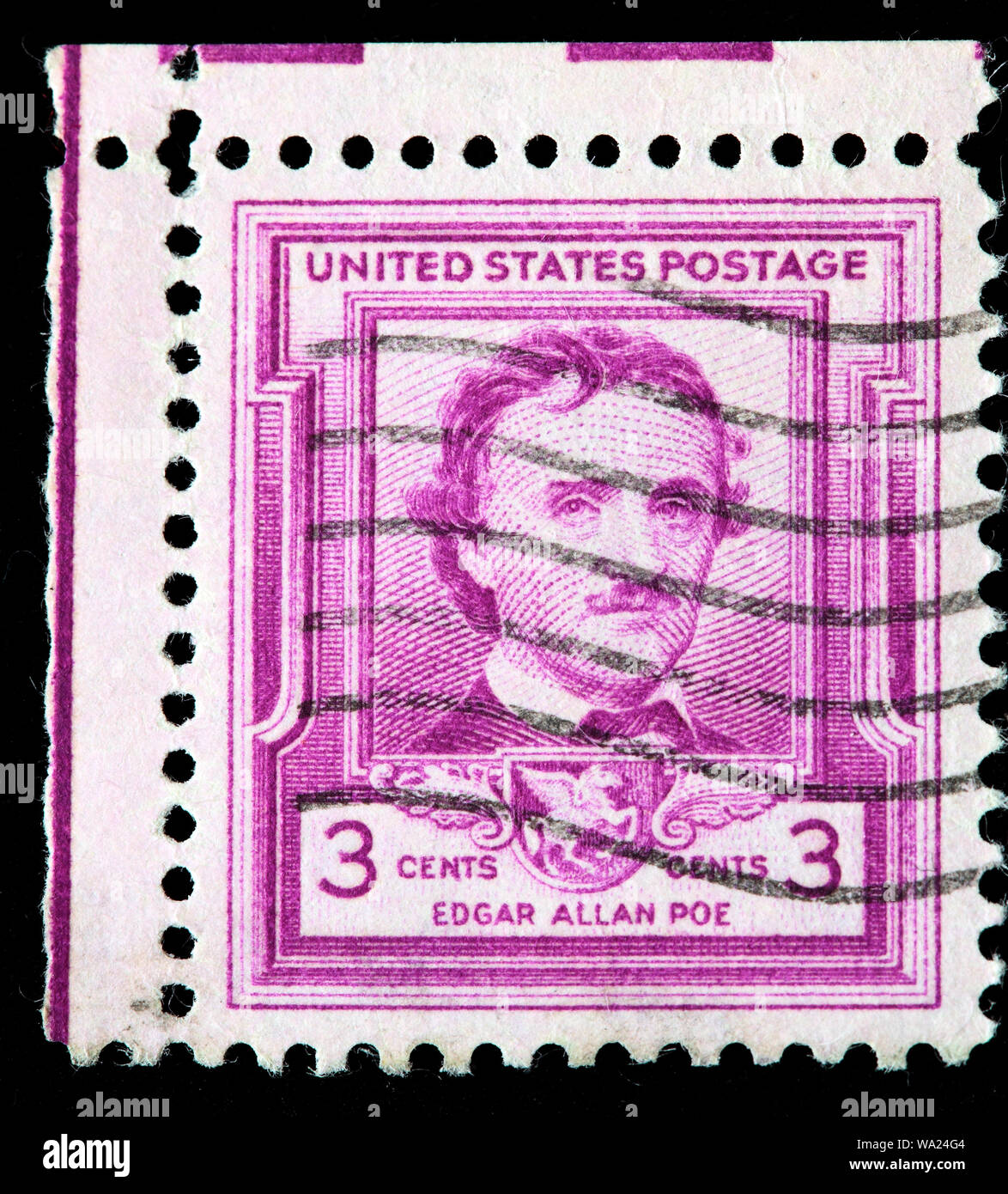 Edgar Allan Poe (1809-1849), American writer, postage stamp, USA, 1949 ...