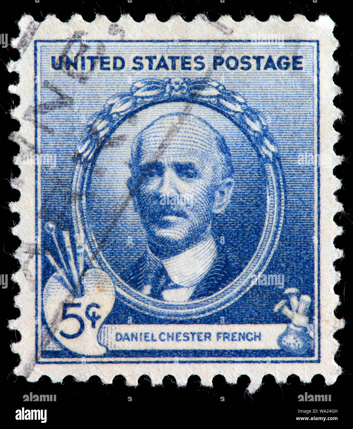 Daniel Chester French (1850-1931), American sculptor, postage stamp ...