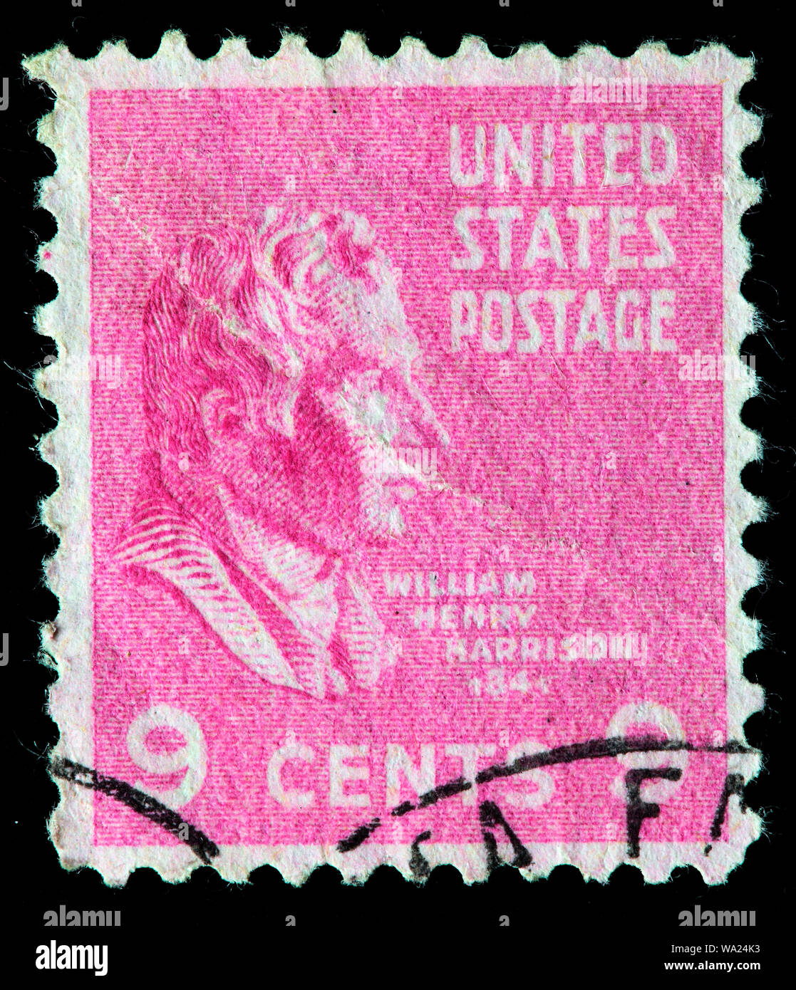 William Henry Harrison (1773-1841), President of USA, postage stamp ...