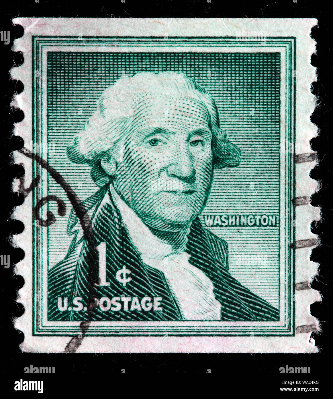 George Washington (1732-1799), first President of USA, postage stamp ...