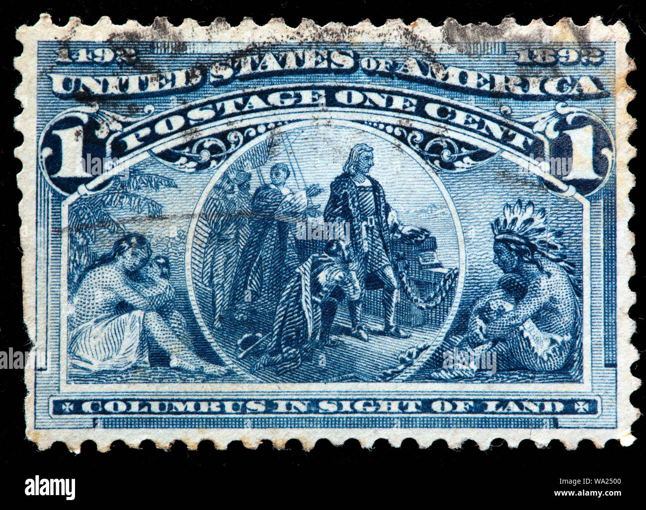 Columbus in Sight of Land, Columbus expedition, postage stamp, USA ...