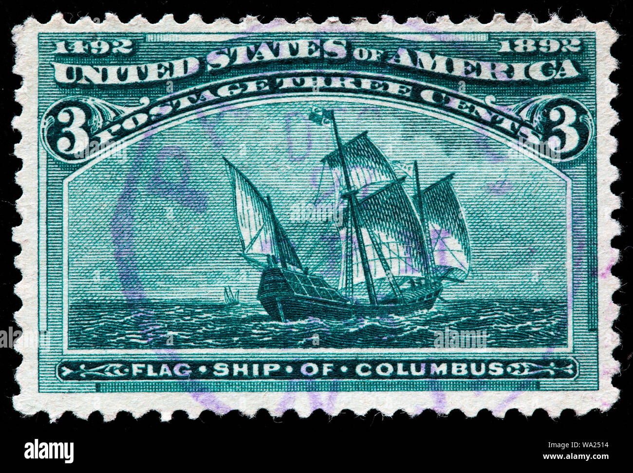 Santa Maria, Flagship of Columbus, Columbus expedition, postage stamp ...
