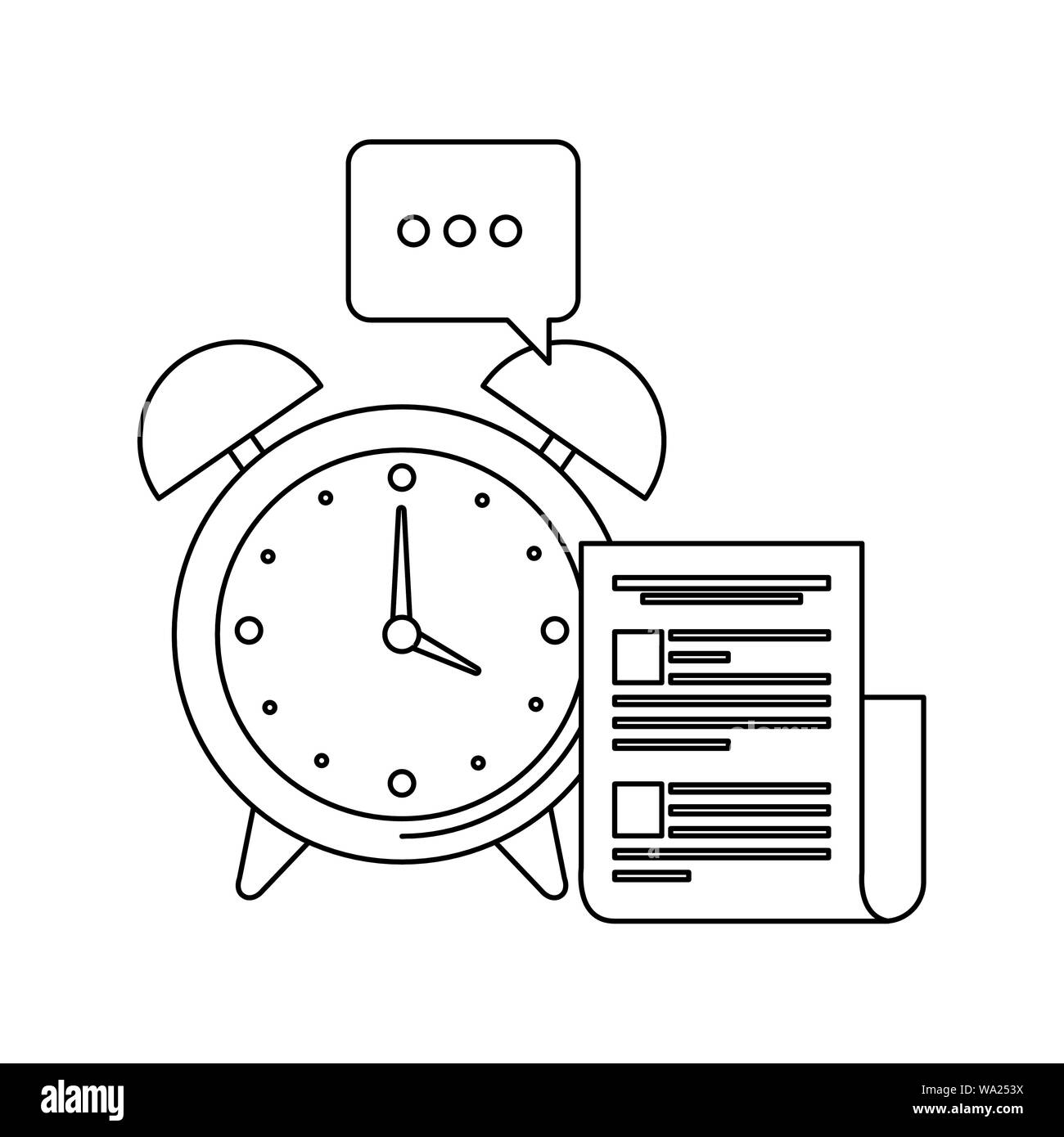 alarm clock with document file Stock Vector Image & Art - Alamy