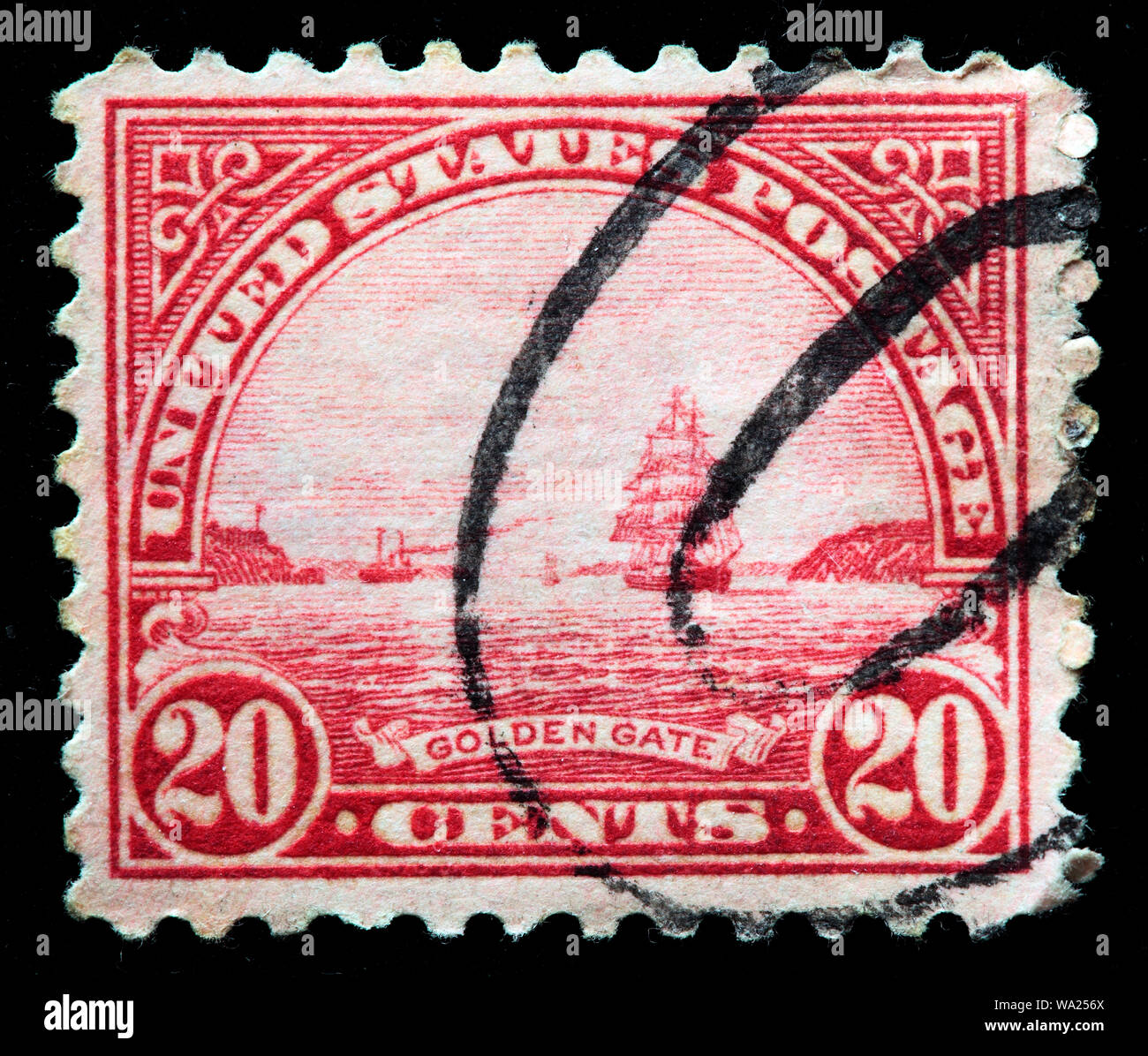 Golden Gate, San Francisco Bay, postage stamp, USA, 1923 Stock Photo ...