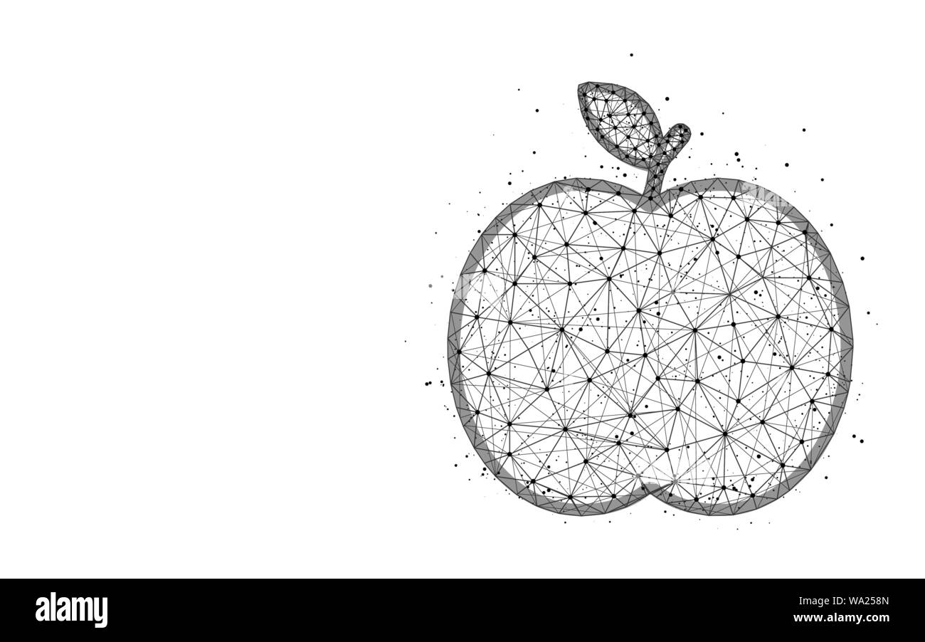Apple low poly design, fruit abstract geometric image, food wireframe ...