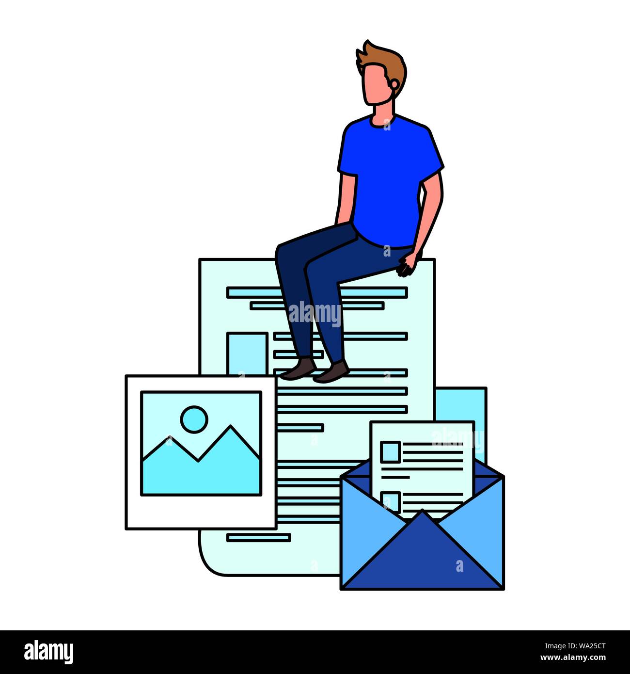 Casual young man paper Stock Vector Images - Alamy