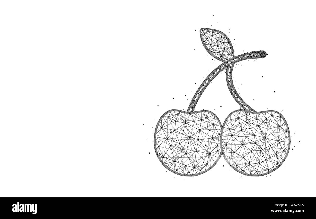 Cherries low poly design, fruit symbol abstract geometric image ...