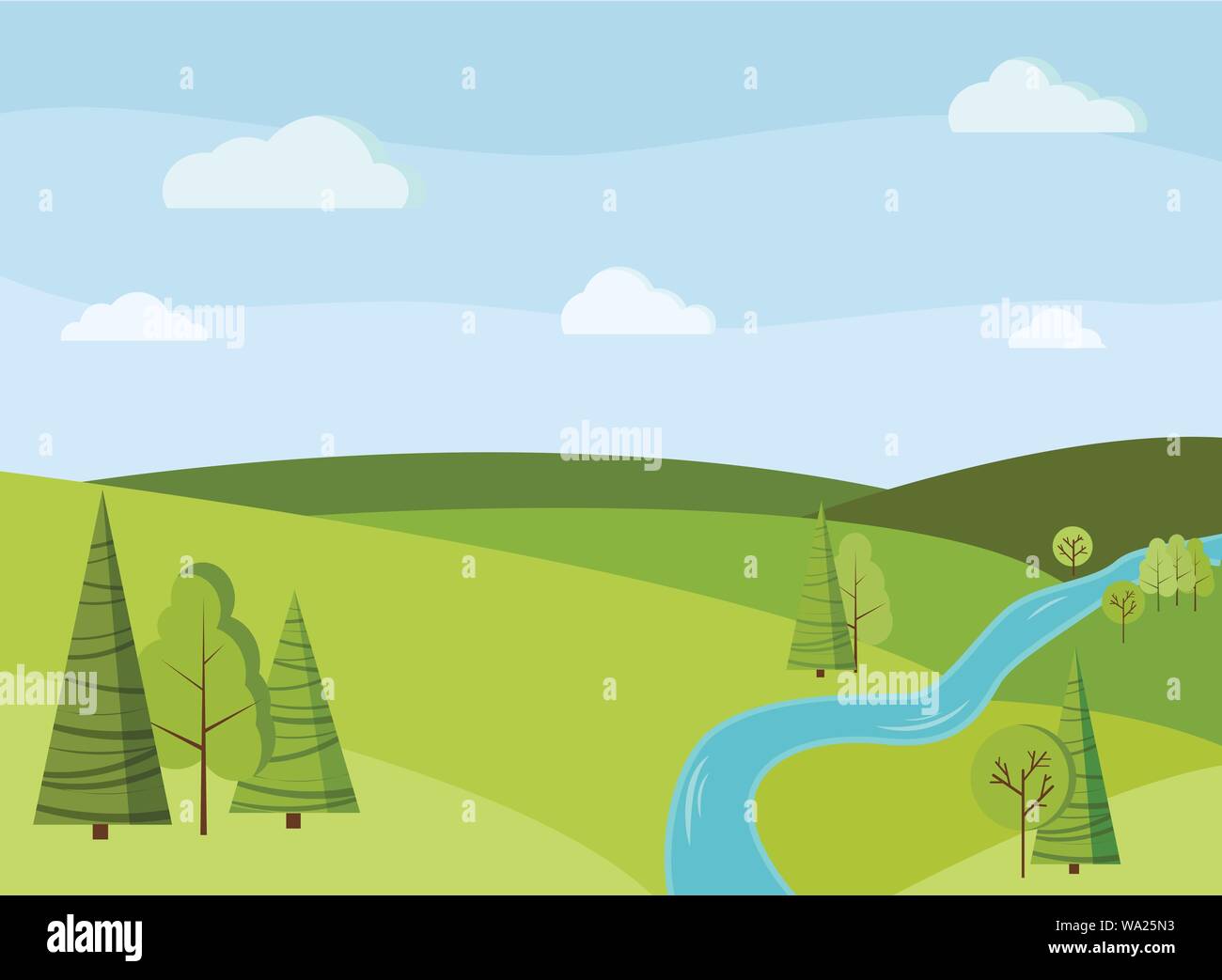 Field backdrop with forest Stock Vector Images - Alamy