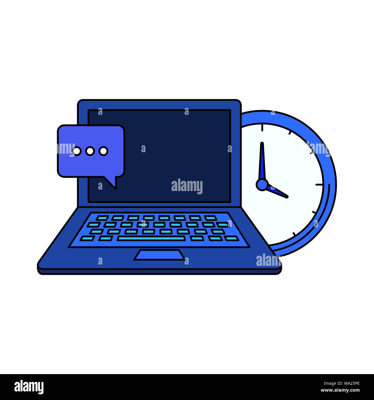 laptop computer with time clock Stock Vector Image & Art - Alamy