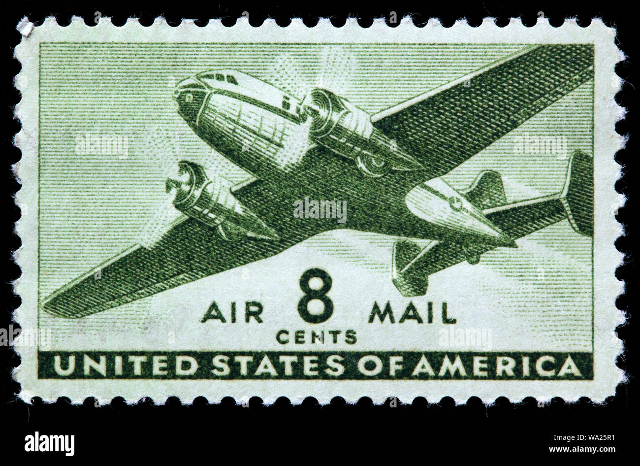 Airplane, Air mail, postage stamp, USA, 1944 Stock Photo - Alamy
