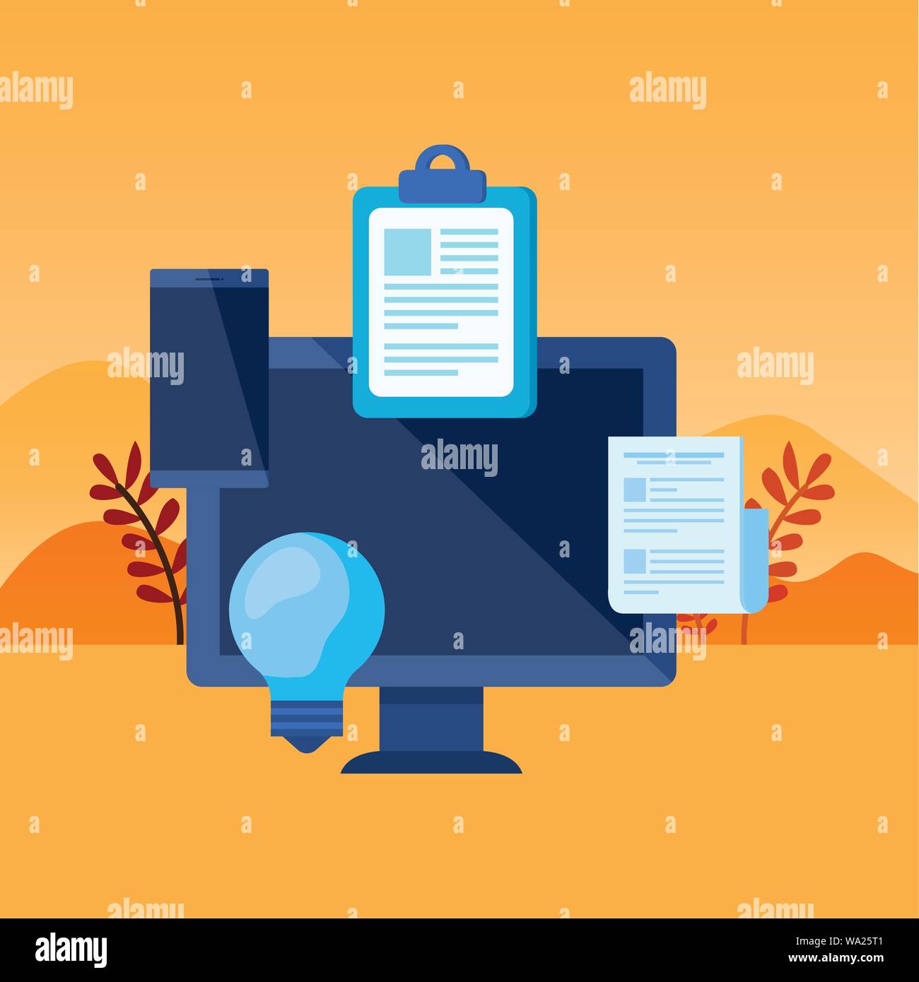 desktop computer with checklist isolated Stock Vector Image & Art - Alamy