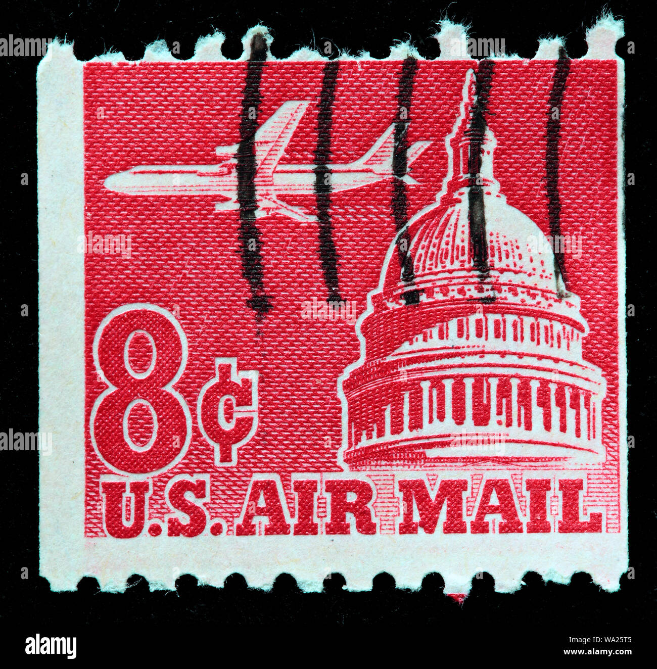 Jet Airliner over Capitol, Air mail, postage stamp, USA, 1962 Stock ...