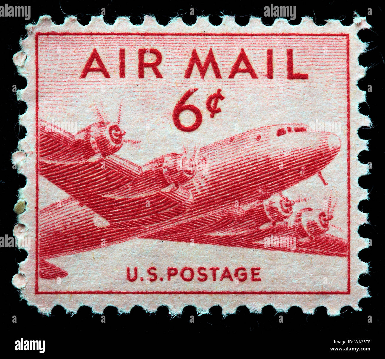 DC-4 Skymaster airplane, Air mail, postage stamp, USA, 1947 Stock Photo ...
