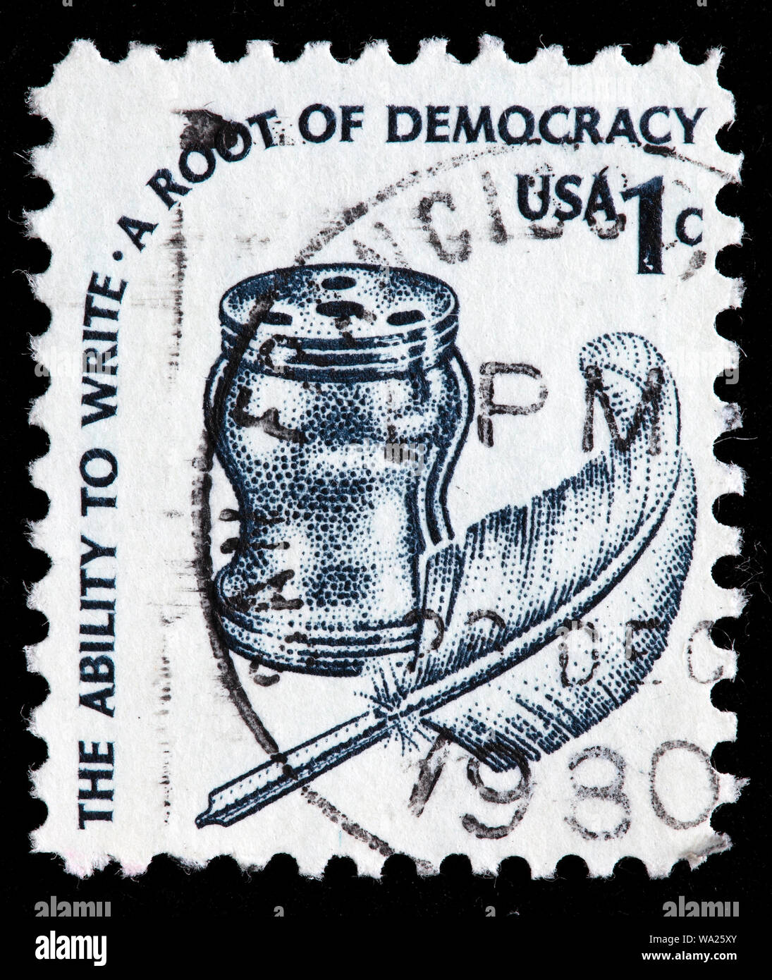 Inkwell and Quill, postage stamp, USA, 1977 Stock Photo - Alamy