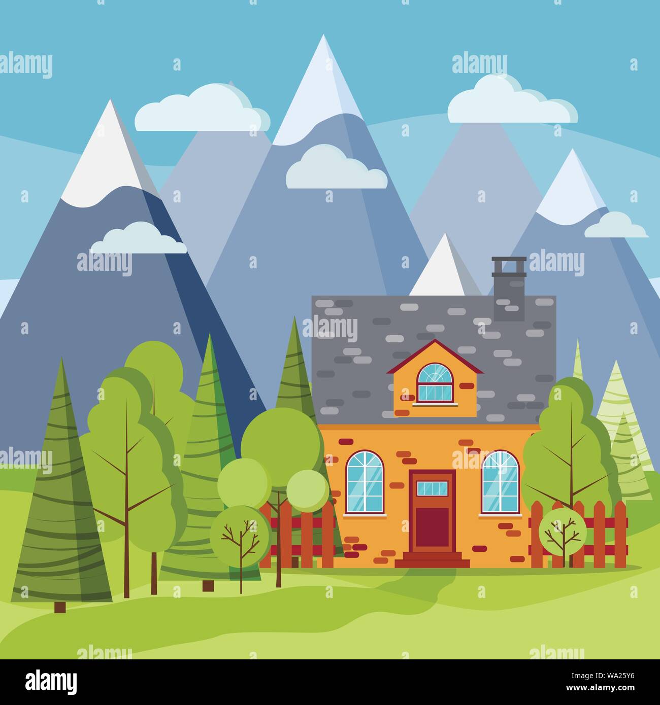 Mountains background farm Stock Vector Images - Alamy