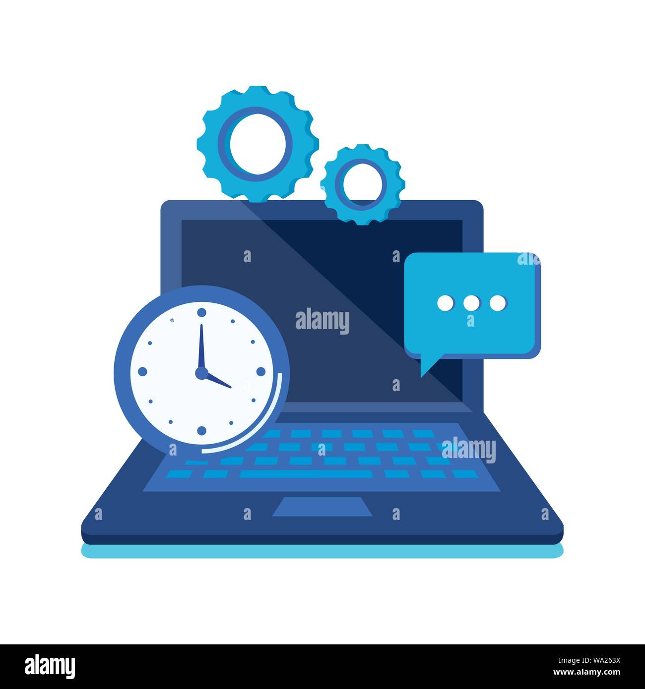 laptop computer with time clock Stock Vector Image & Art - Alamy