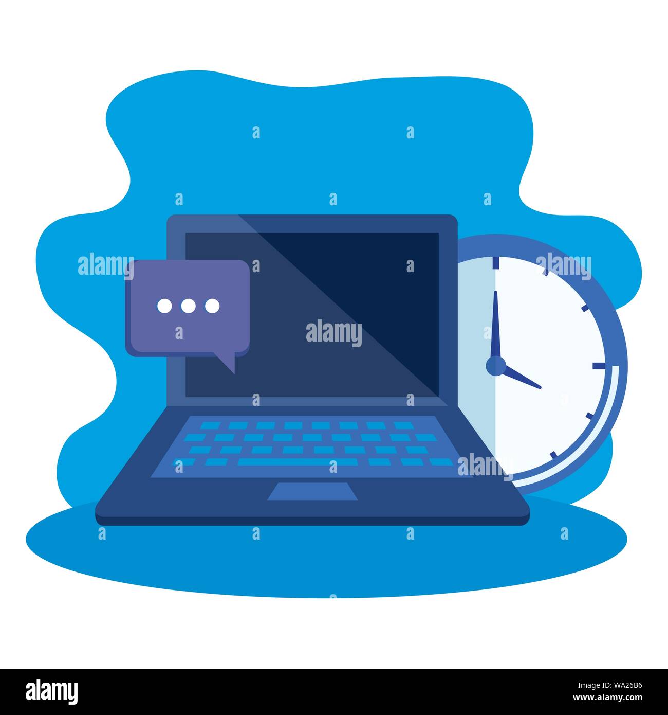 laptop computer with time clock Stock Vector Image & Art - Alamy