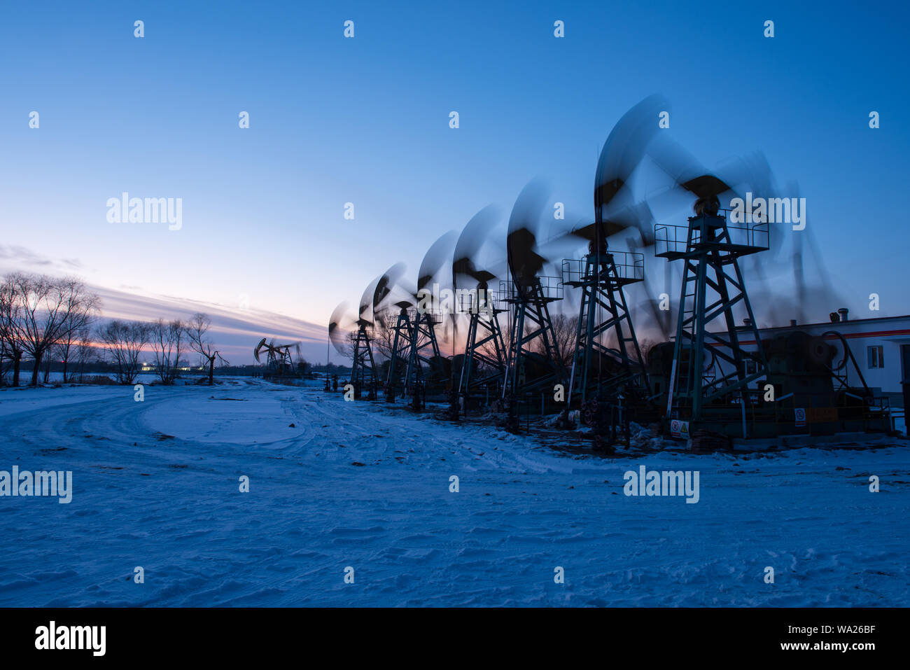 Cluster Wells production Stock Photo - Alamy