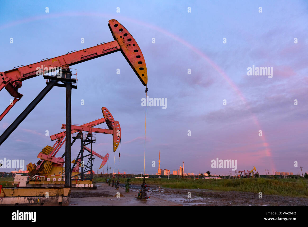 Oil landscape color oil pump hi-res stock photography and images - Alamy