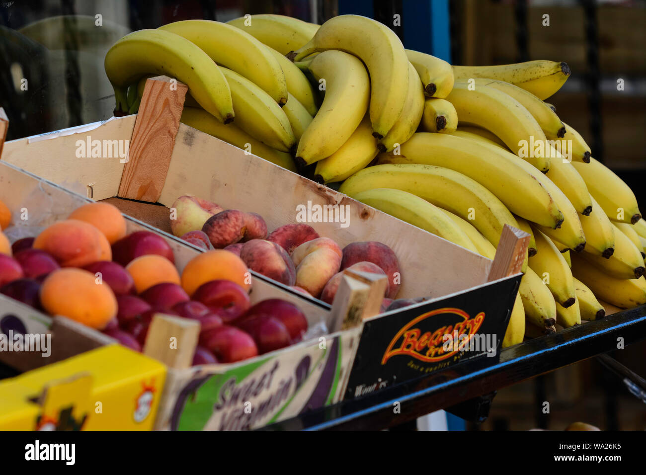 A display of fruit outside of a shop Stock Photo - Alamy