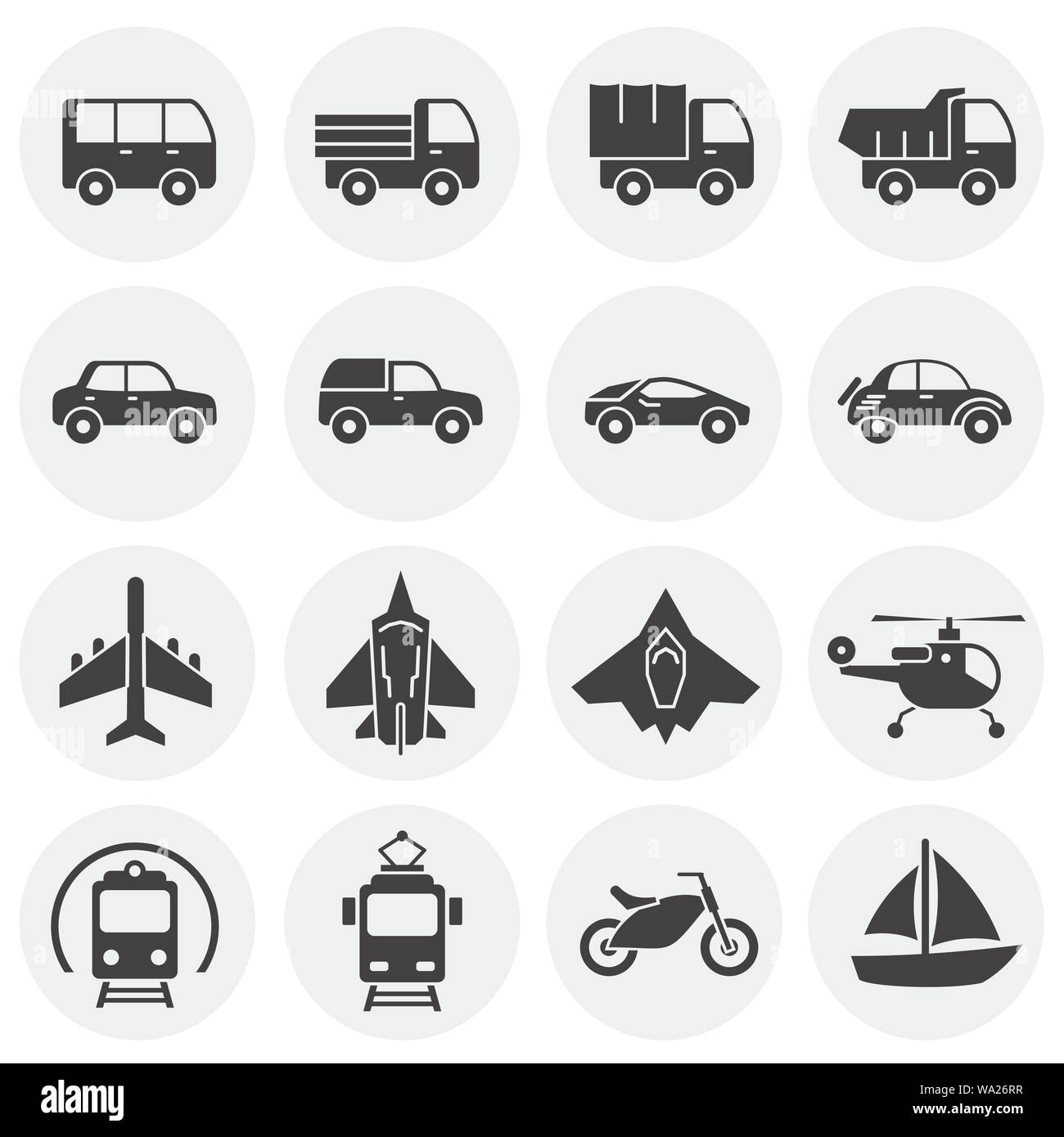 Transportation related icons set on background for graphic and web ...