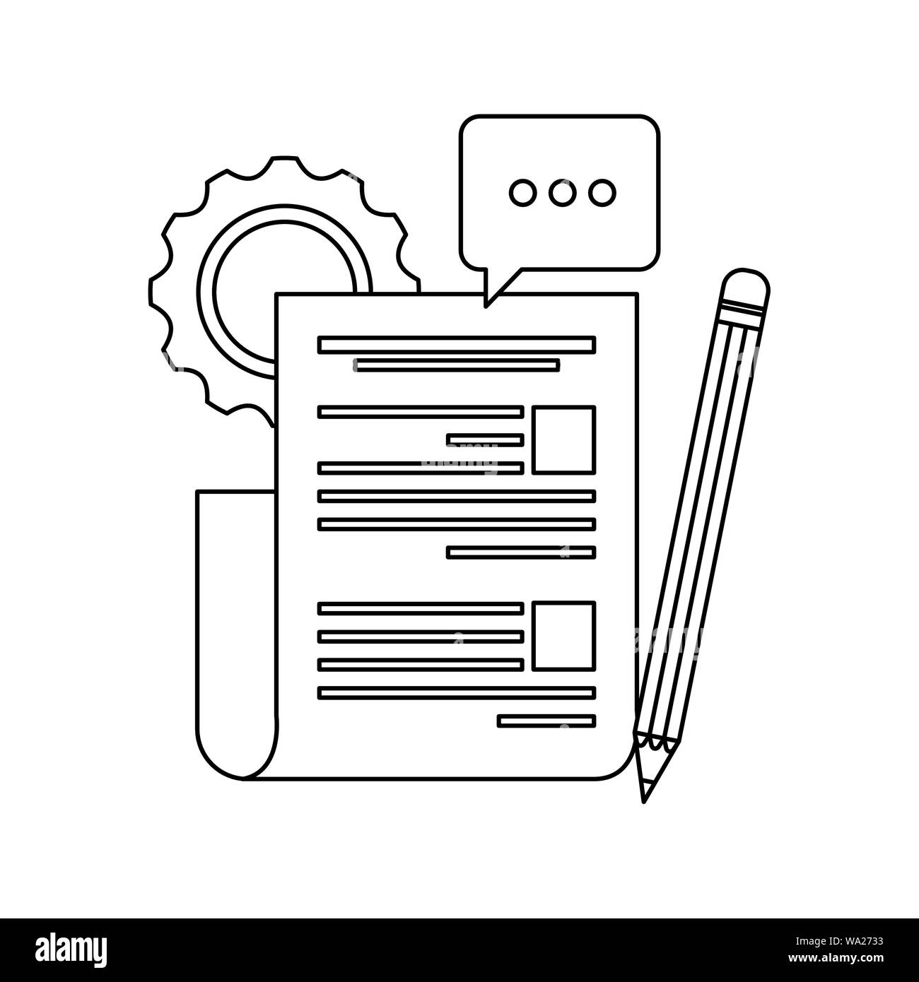 gear machine settings with document file Stock Vector Image & Art - Alamy