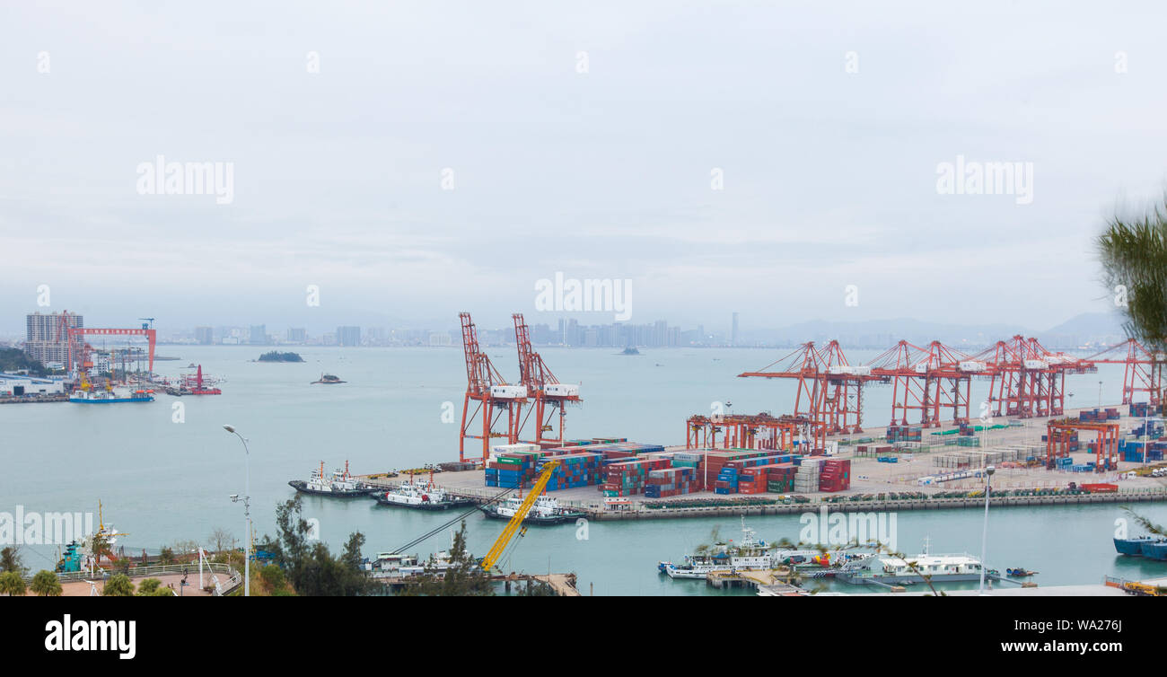 Xiamen port container terminal Stock Photo - Alamy