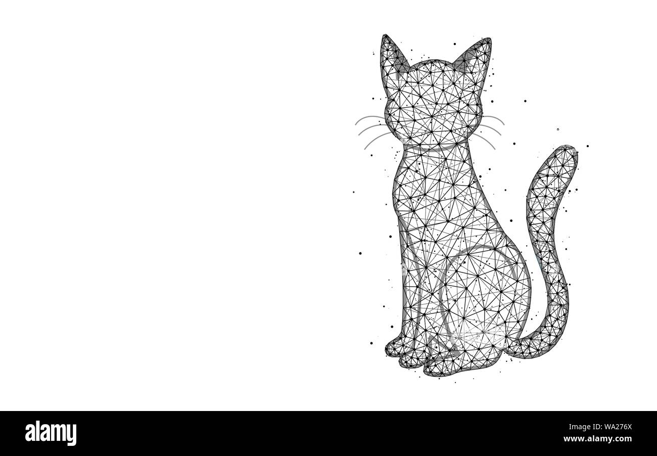 Cat low poly design, animal abstract geometric image, pet wireframe ...