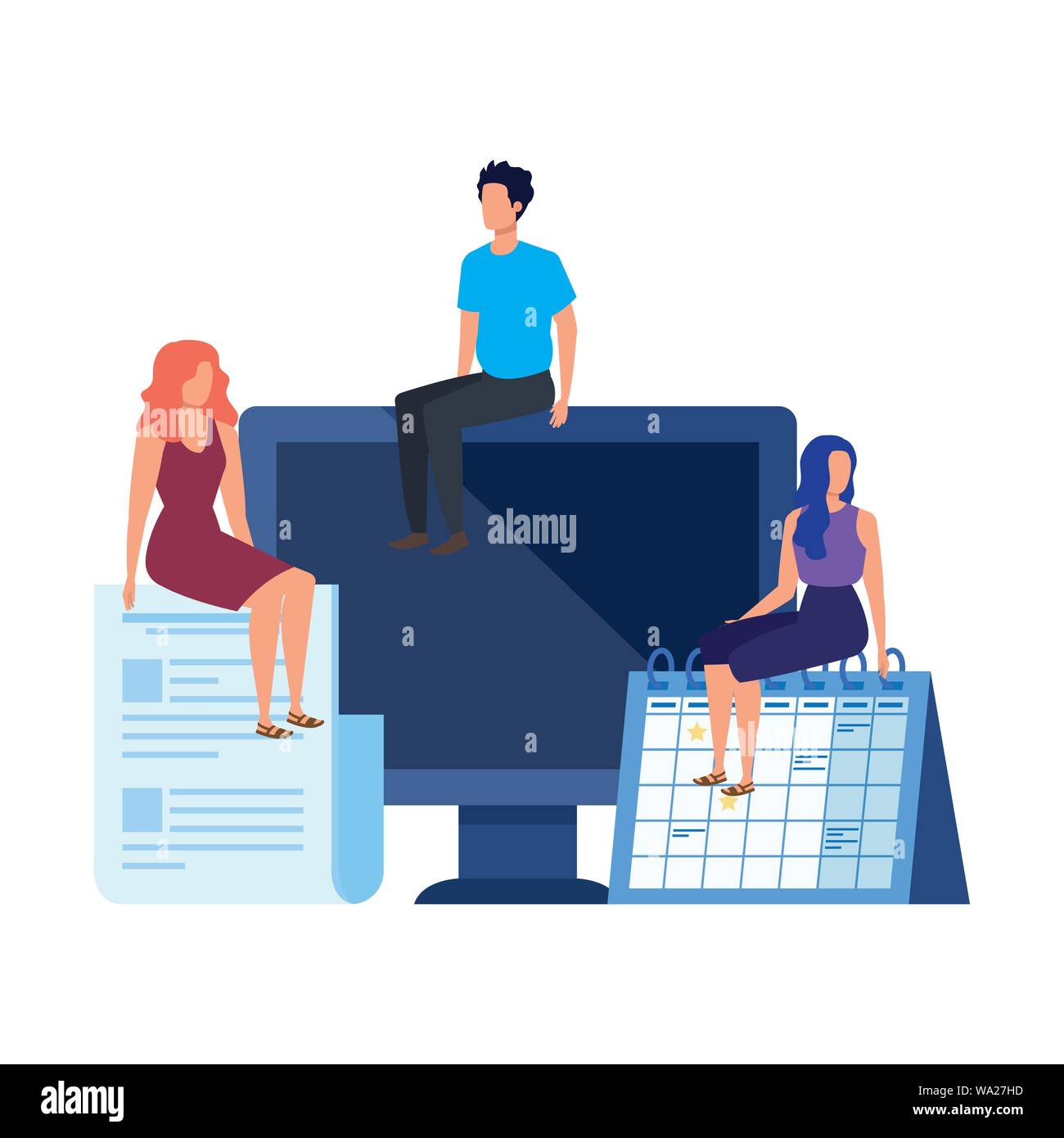 group of people with desktop computer Stock Vector Image & Art - Alamy