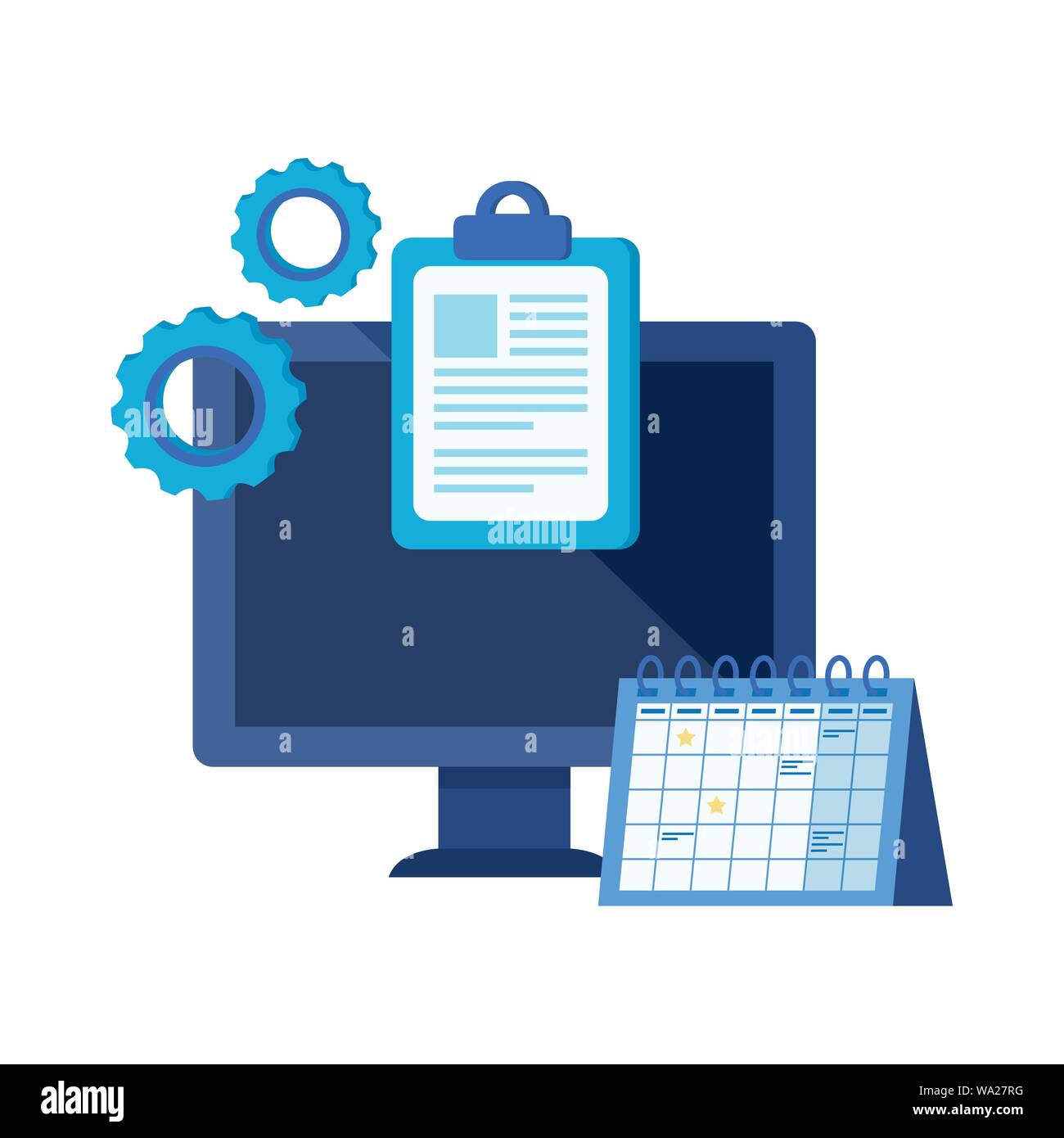 desktop computer with checklist isolated Stock Vector Image & Art - Alamy