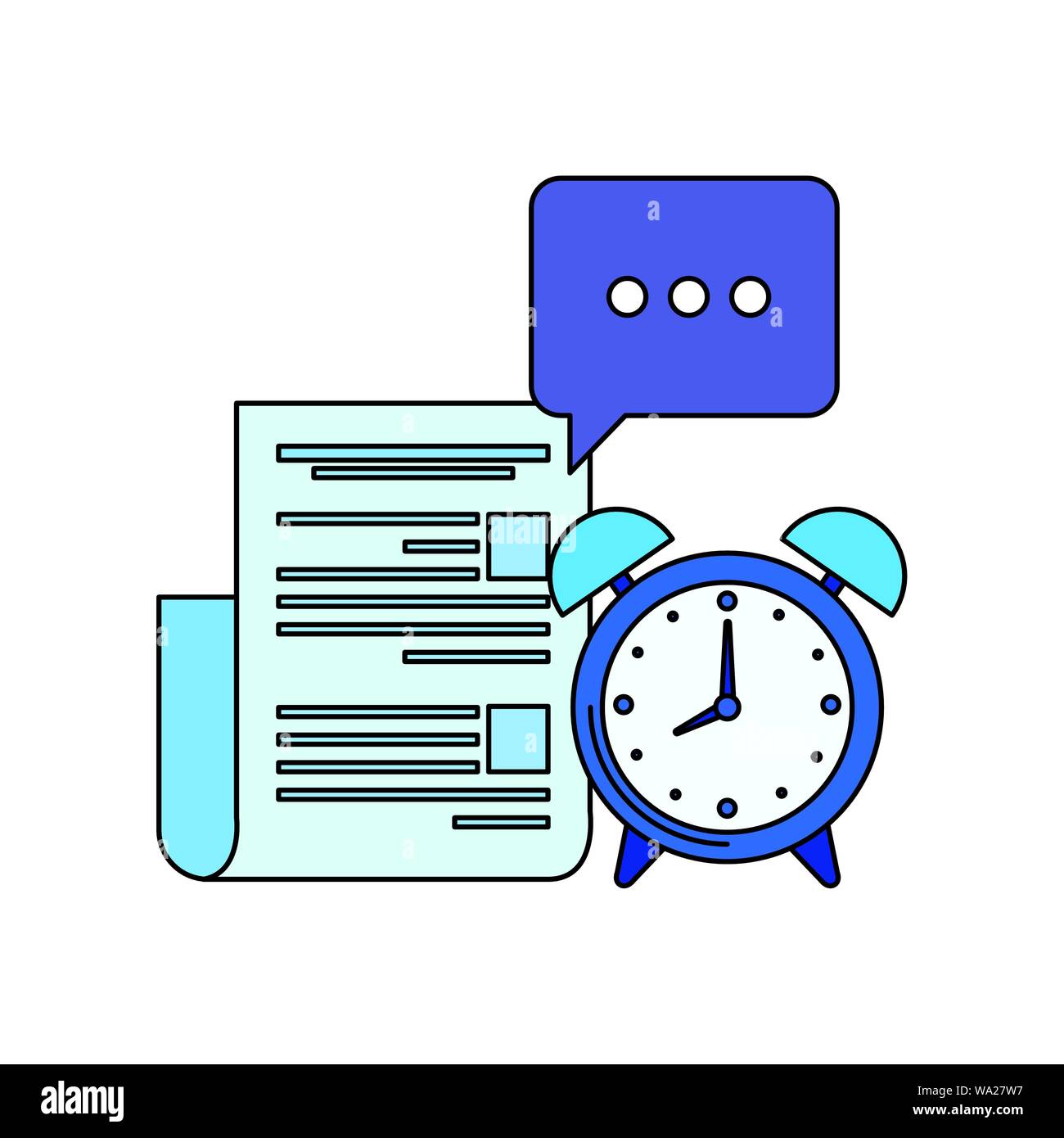 alarm clock with document file Stock Vector Image & Art - Alamy