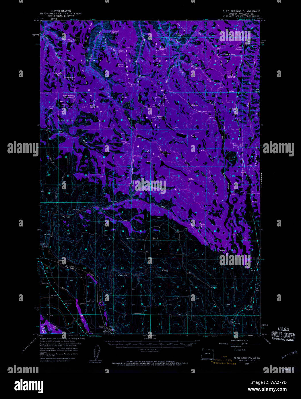 USGS Topo Map Oregon Sled Springs 282896 1957 62500 Inverted ...