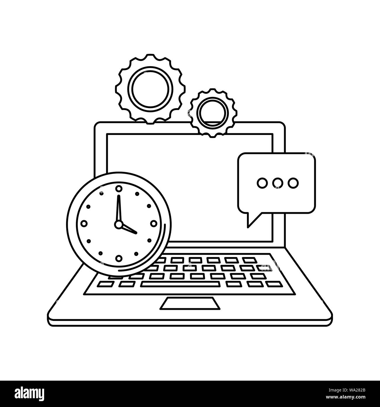 laptop computer with gears settings Stock Vector Image & Art - Alamy