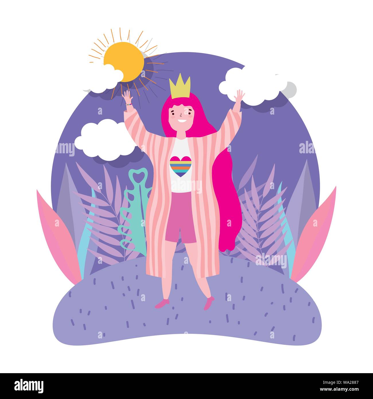 woman wearing crown community lgbtq design vector illustration Stock ...