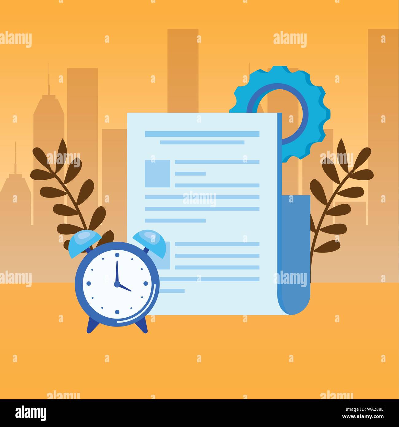 alarm clock with document file Stock Vector Image & Art - Alamy