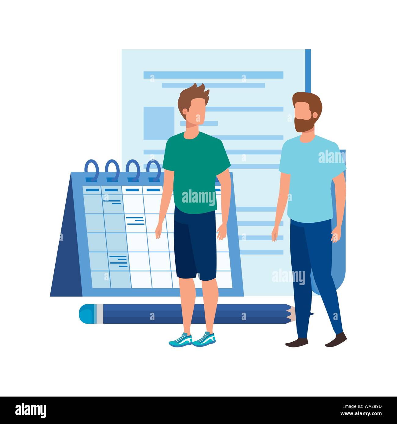 young men with calendar characters Stock Vector Image & Art - Alamy