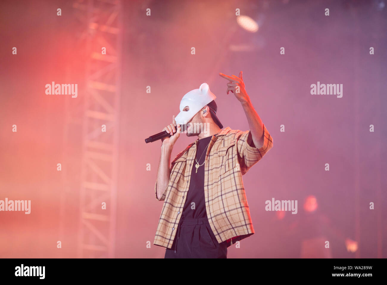 Großpösna, Germany. 16th Aug, 2019. Singer Cro appears at the Highfield ...