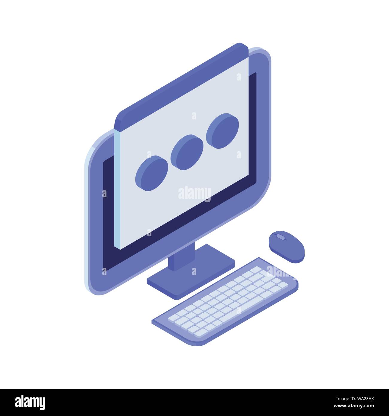 desktop computer screen with email notifications Stock Vector Image ...