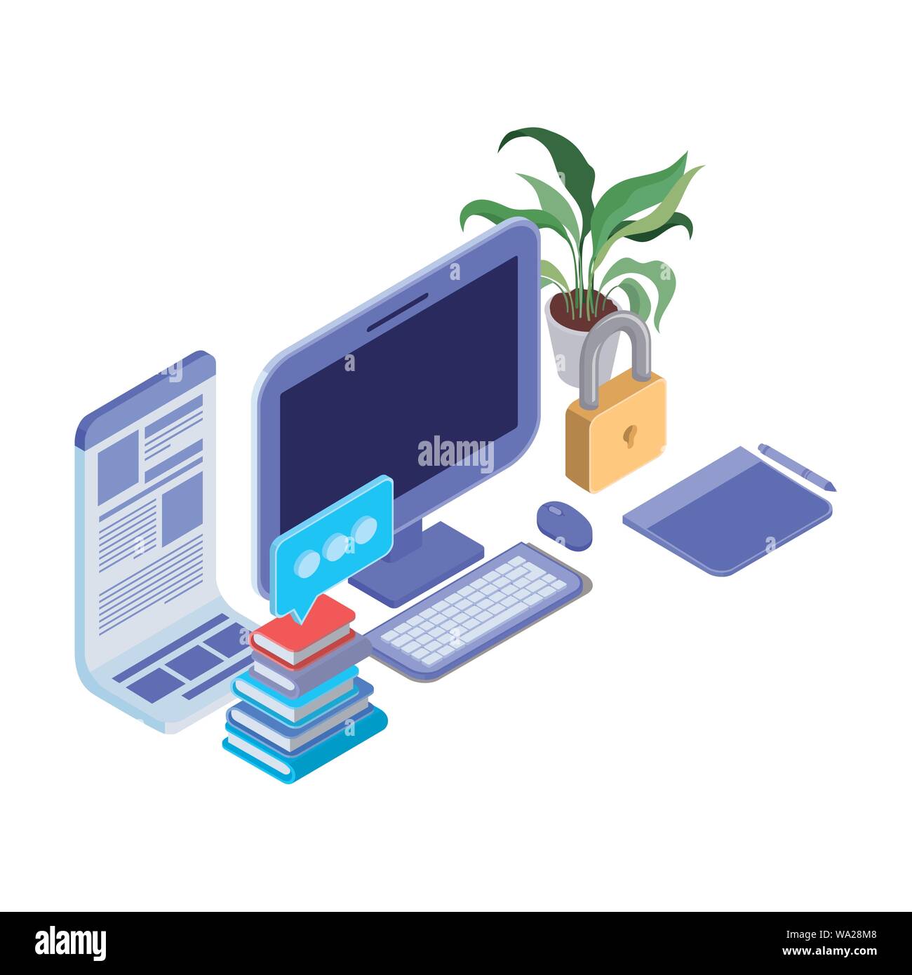 set of icons with desktop computer screen Stock Vector Image & Art - Alamy